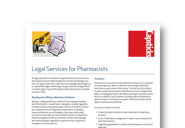 Legal Services for Pharmacists | Capsticks