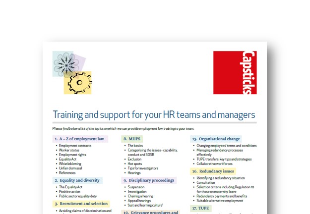 Training and support for HR teams and managers in the NHS | Capsticks