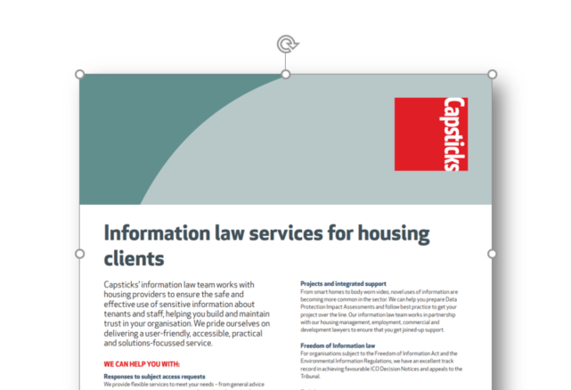 Information law services for housing clients | Capsticks