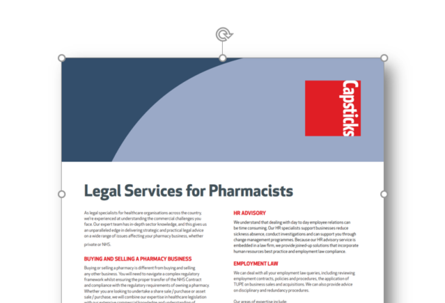 Legal Services for Pharmacists | Capsticks