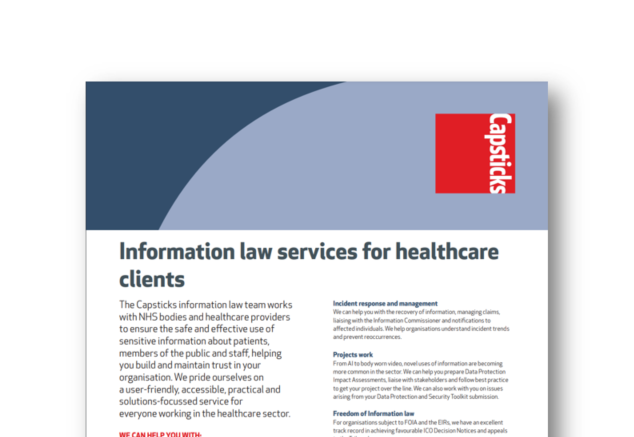 Information law services for healthcare clients | Capsticks
