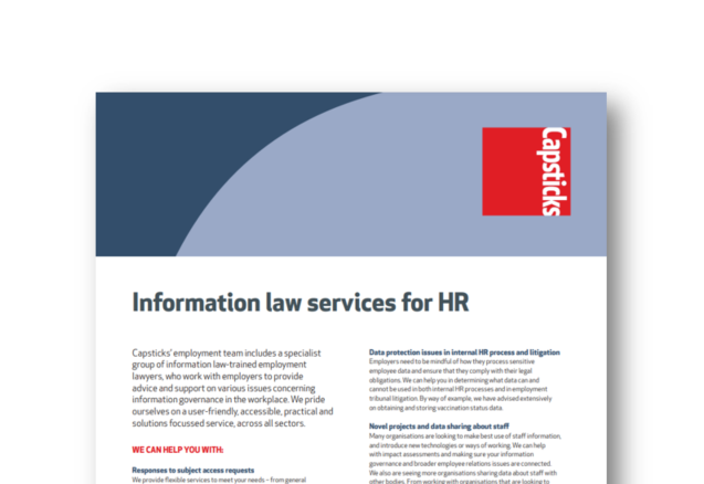 Information law services for HR | Capsticks
