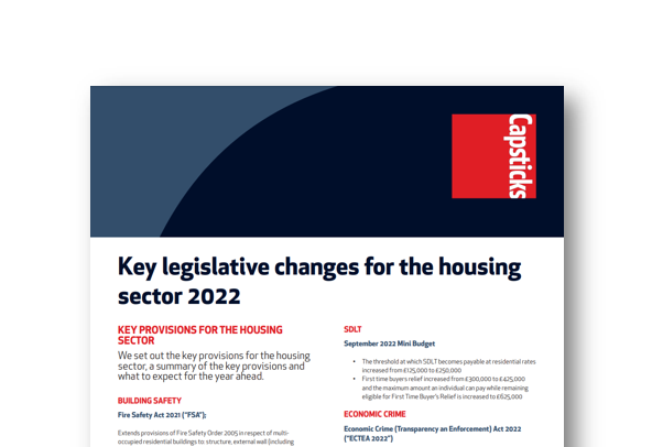 Key legislative changes for the housing sector 2022 | Capsticks