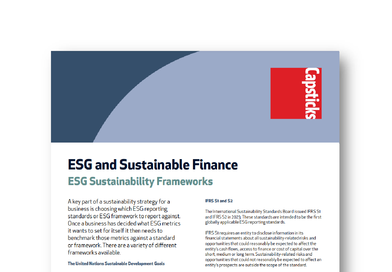 ESG and Sustainable Finance: ESG Sustainability Frameworks | Capsticks